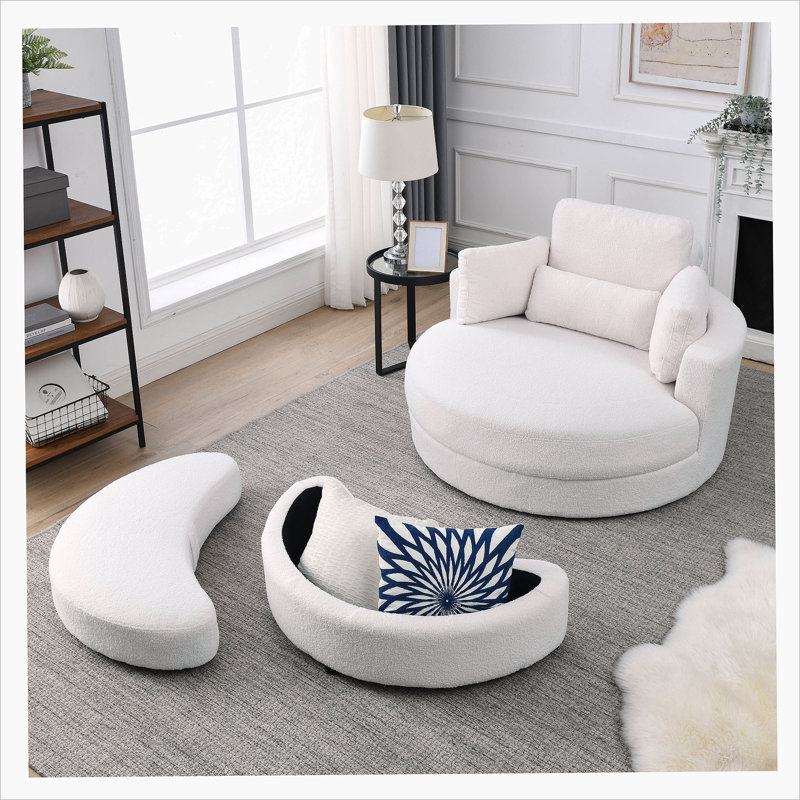 Swivel Accent Barrel Modern Sofa Lounge Club Big Round Chair with Storage